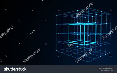 Distorted Wireframe Cubes Different Sides Vector Stock Vector Royalty Free 2255628333