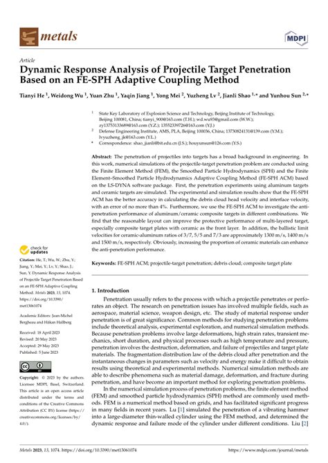 pdf dynamic response analysis of projectile target penetration based
