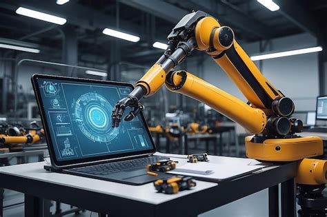 Premium Photo Technical Industrial Engineer Managing Robotics With Ai