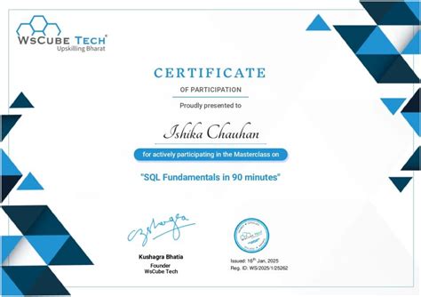 sql professionalgrowth certificate learning wscubetech… ishika chauhan 10 comments