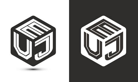 Euj Letter Logo Design With Illustrator Cube Logo Vector Logo Modern