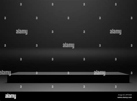 Realistic 3d Rendering Total Black Platform For Product Display Stock