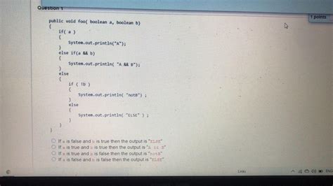 solved question 1 1 points public void foo boolean a