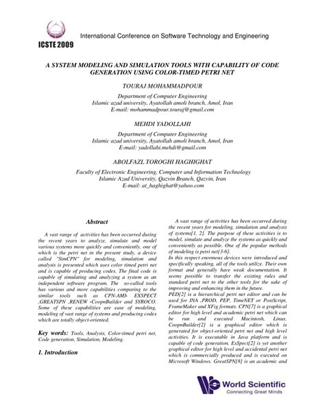 Pdf A System Modeling And Simulation Tools With Capability Of Code