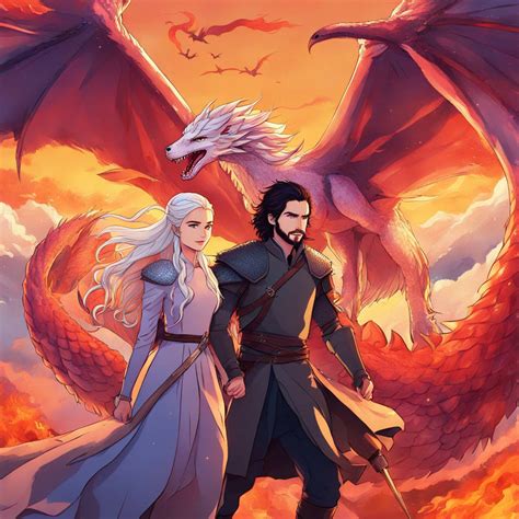 Daenerys Targaryen And Jon Snow Flying On Dragons By Narnold1961 On