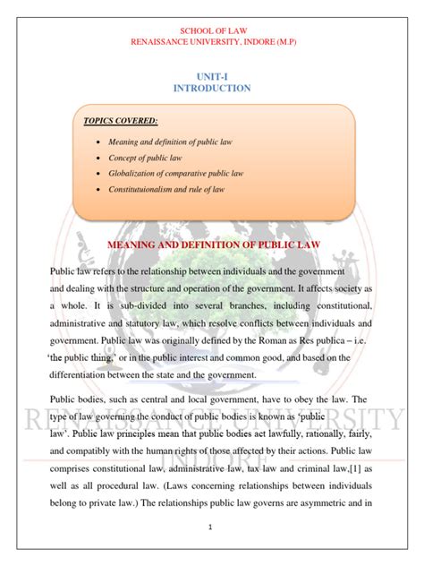 Llm Sem 1 Comparative Public Law Renaissance University Final Notes Pdf Public Law