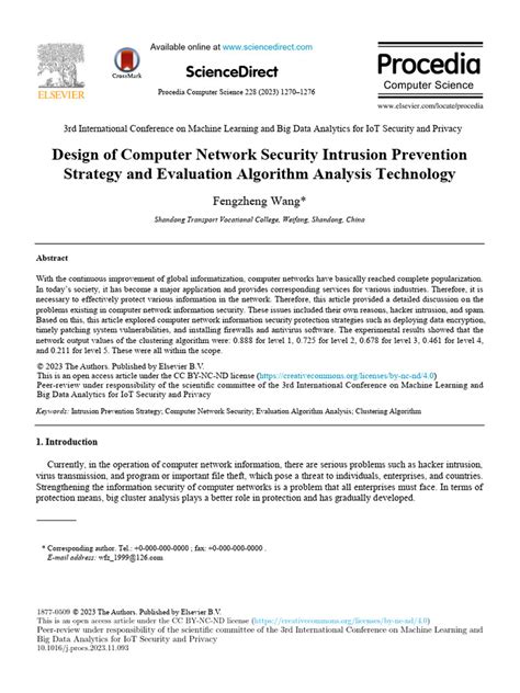 Design Of Computer Network Security Intrusion Prevention Strategy And