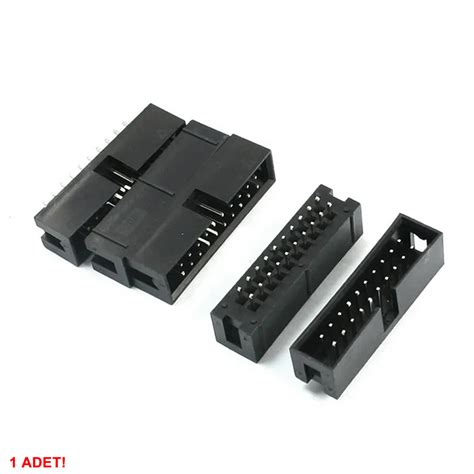 2x10 Pin Erkek Box Header Çift Sıra 180 Derece 2 54mm Pcb Montaj Konnektör Idc Soket Breadboard