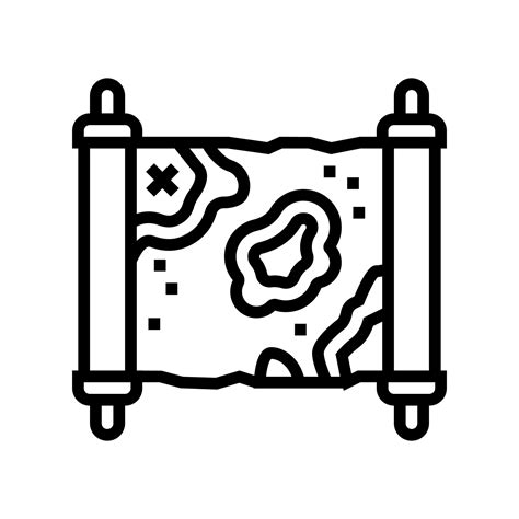 Map With Direction To Treasure Line Icon Vector Illustration Vector Art At Vecteezy