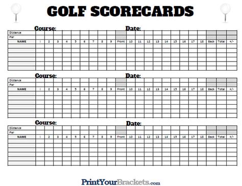 Printable Golf Scorecards Print Golf Scorecard