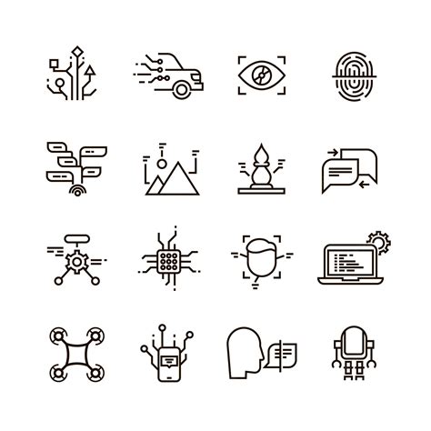 premium vector neural network artificial intelligence line icons