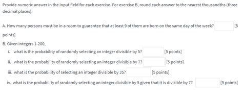 Solved Provide Numeric Answer In The Input Field For Each Chegg Com