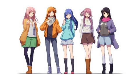 Premium Ai Image Five Anime Girls In Different Outfitsanimea White
