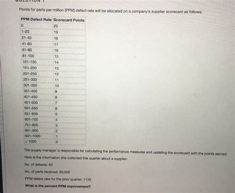 Solved Points For Parts Per Million Ppm Defect Rate Will