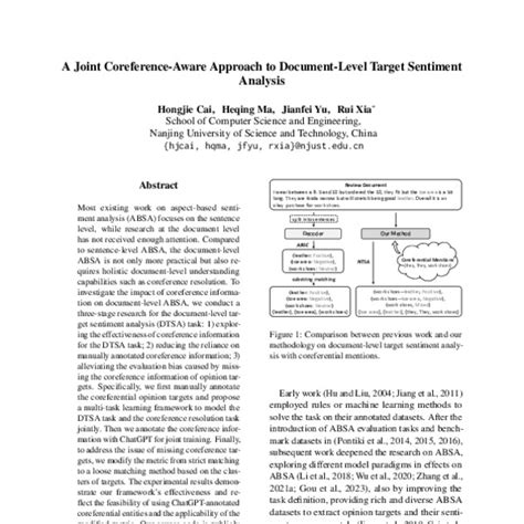 A Joint Coreference Aware Approach To Document Level Target Sentiment Analysis Acl Anthology