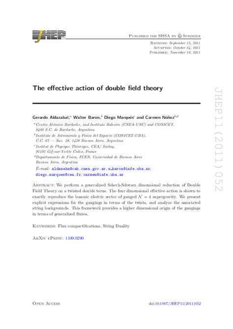 Pdf The Effective Action Of Double Field Theory Carmen Nunez