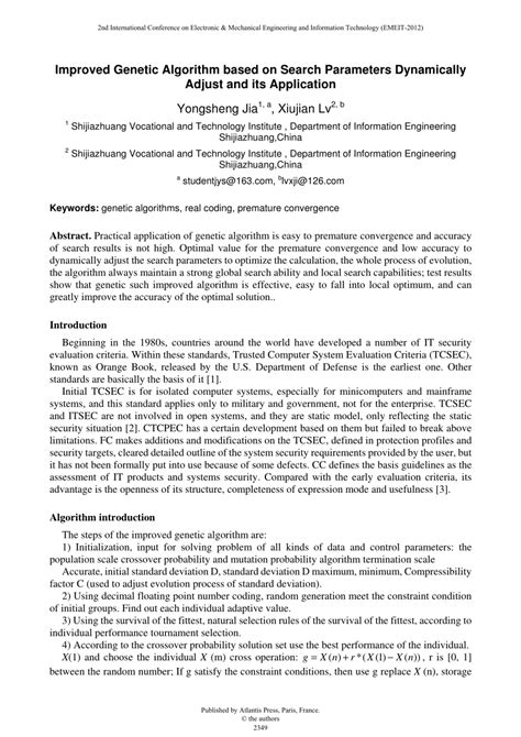 Pdf Improved Genetic Algorithm Based On Search Parameters Dynamically