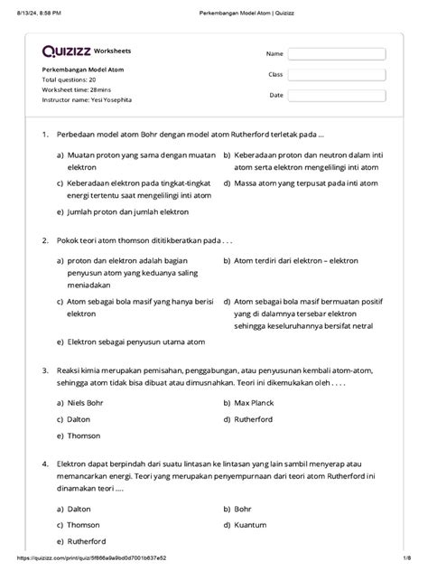 Perkembangan Model Atom Am Pdf