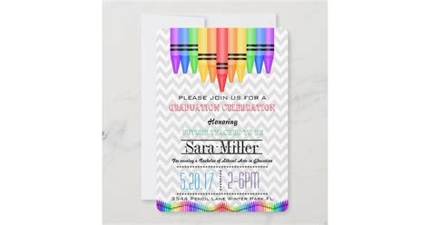 Invitación A Graduación De Docente Crayola Rainbow Zazzlees