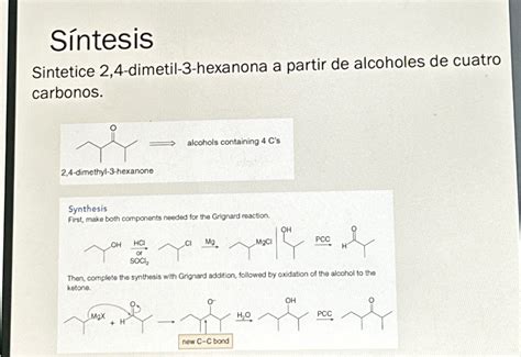 Solved Síntesissintetice 2 4 Dimetil 3 Hexanona A Partir De