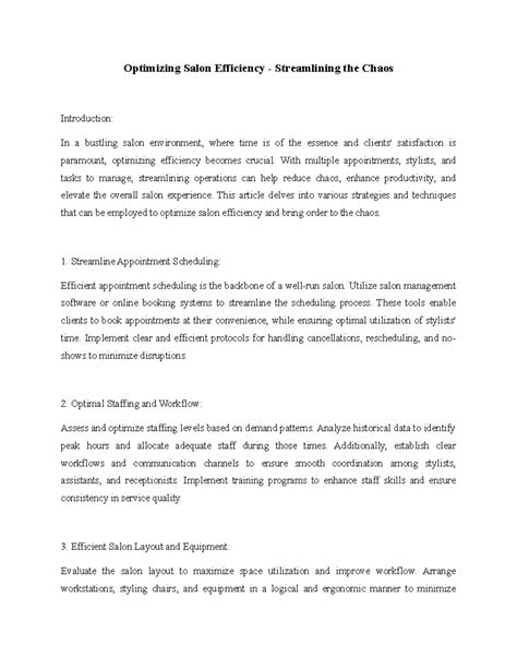 Optimizing Salon Efficiency Streamlining The Chaos Optimizing Salon Efficiency