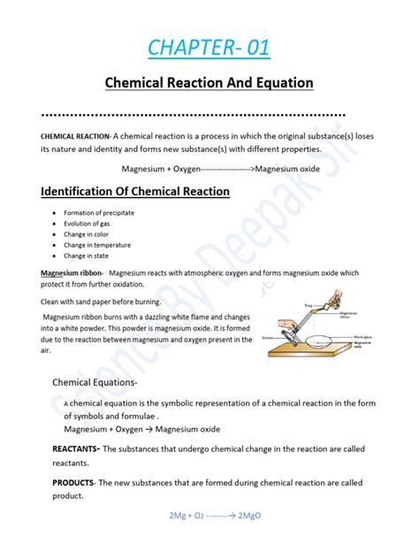 Class 10 Science Chapter 1 Notes Pdf Redox Chemical Reactions