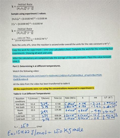 Solved Kinetics Lab Continued During Kinetics Part 1 You Chegg Com