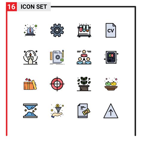 Set Of 16 Vector Flat Color Filled Lines On Grid For Science Education