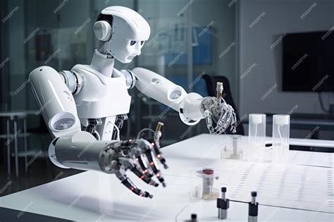 Premium Ai Image Robot Scientist Performing Scientific Experiments