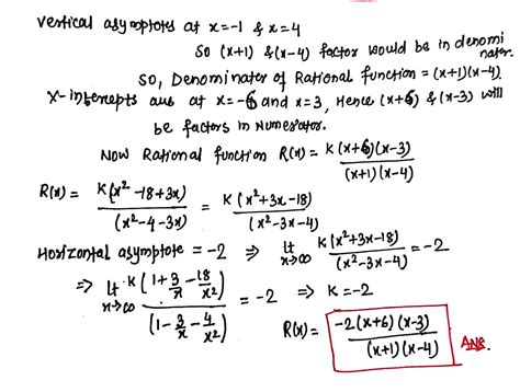 [solved] how to write an equation for a rational function w l the given