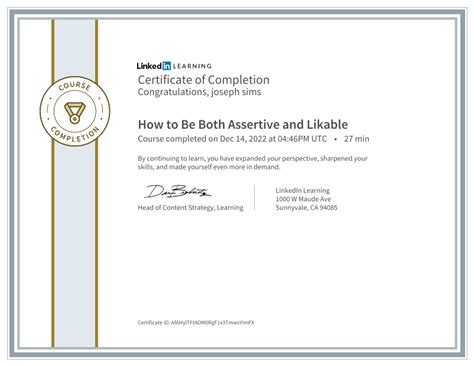Joseph Sims On Linkedin Certificate Of Completion