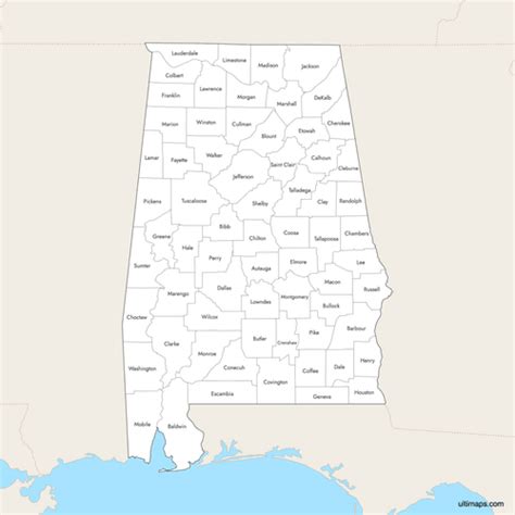 Map Of Alabama Counties Explore Download And Create Your Own — Ultimaps