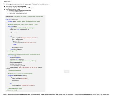 Solved QUESTION The Following Is The Class Definition For Chegg