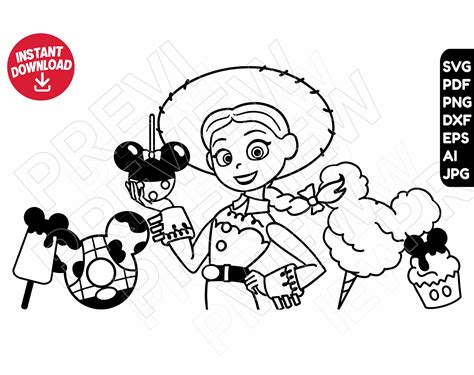 Jessie Toy Story Svg Snacks Dxf Png Clipart Cut File Outline Etsy
