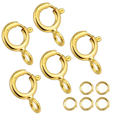 18k Gold Necklace Clasps 5mm Spring Clasps For Jewelry