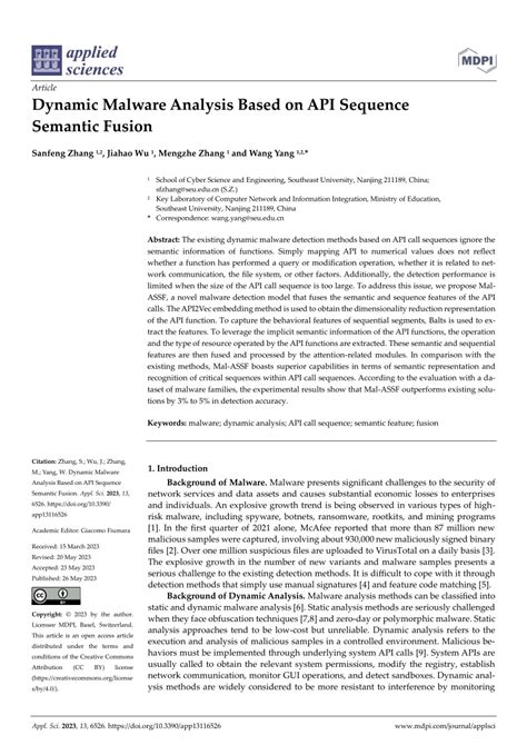 Pdf Dynamic Malware Analysis Based On Api Sequence Semantic Fusion