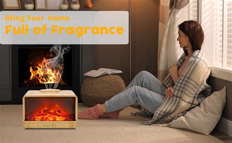 Essential Oil Diffuser 300ml Flame Fireplace Aromatherapy Oil Diffuser For Large