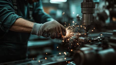 a man is working on a machine with sparks flying out of it generative