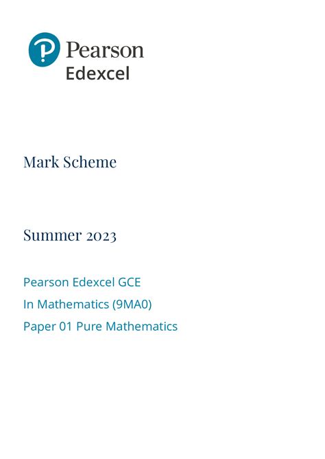 Pearson Edexcel A Level June 2023 Maths Paper 1 Pure Mathematics 1