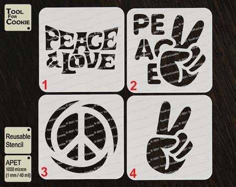 Peace Sign Stencil Etsy