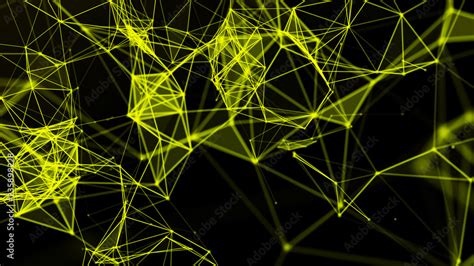 Plexus Details Consisting Of Points And Lines Visualization Digital Background Yellow Shade