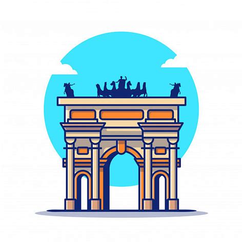 米兰和平门，凯旋门，意大利景点卡通矢量图插画矢量图素材