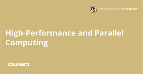 High Performance And Parallel Computing Coursera