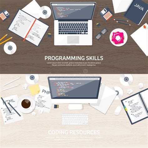 Programming And Coding Flat Computing Background Code Hardwaresoftware Web Development