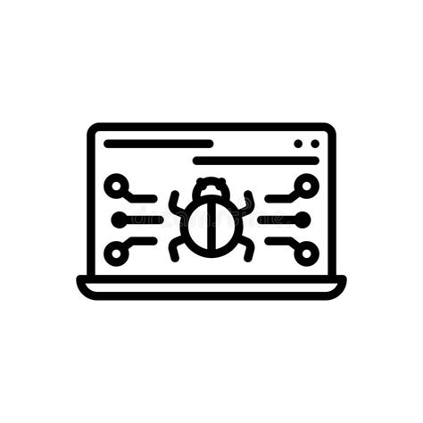 Black Line Icon For Malware Security And Virus Stock Vector