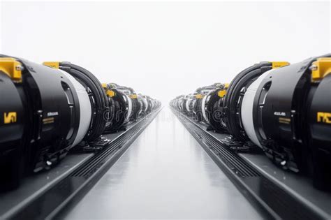 Rows Of Large Industrial Servers In A High Tech Facility Representing
