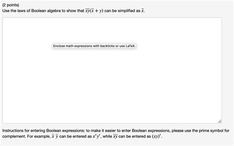 Solved Points Use The Laws Of Boolean Algebra To Show Chegg