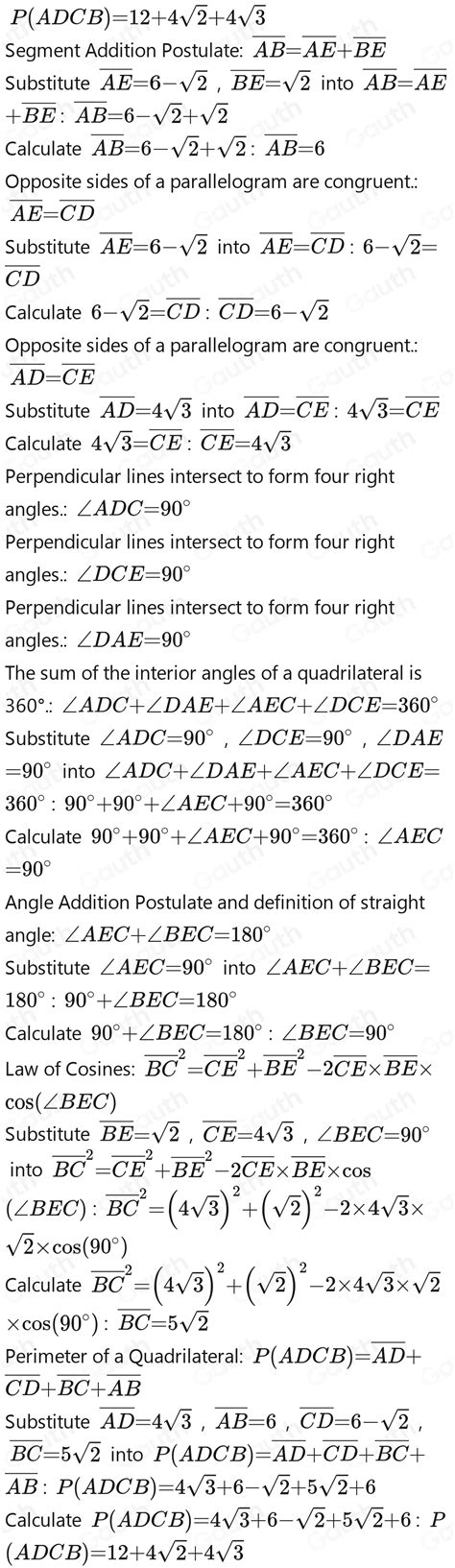 Solved Find The Area And The Perimeter Of The Quadrilateral Abcd Simplify Your Answers As Far