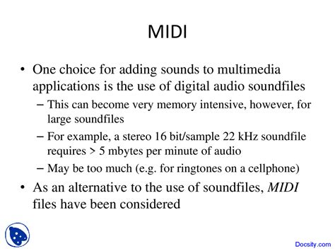 Midi Multimedia Lecture Slides Slides Multimedia Applications