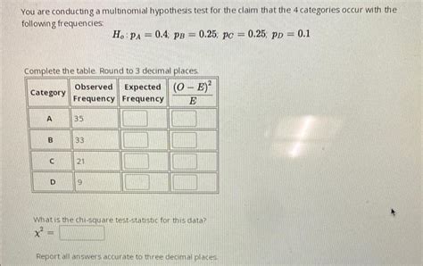 Solved You Are Conducting A Multinomial Hypothesis Test For